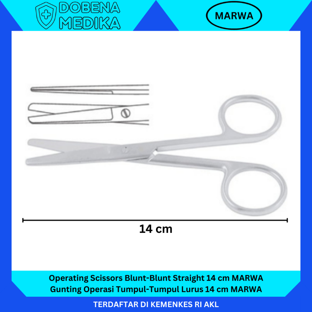Jual Gunting Operasi Tumpul-Tumpul Lurus 14 cm / Operating Scissors Blunt-Blunt Straight 14cm ...