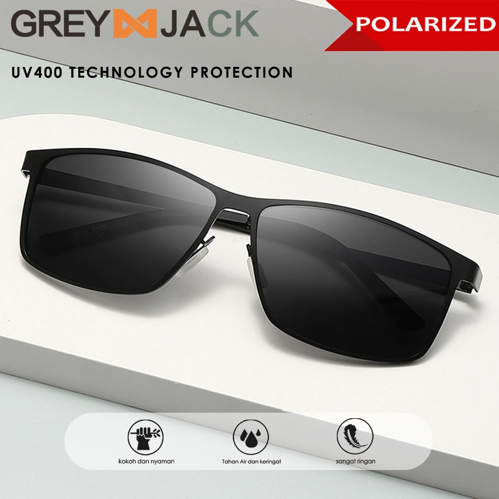 Jual Grey Jack Kacamata Hitam Sunglasses Polarized Anti Silau UV400 Model Kotak Metal Ringan ...