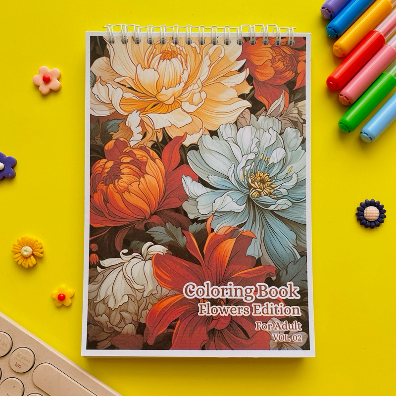 Jual Coloring Book For Adult Aesthetic Healing Coloring Book Flowers ...