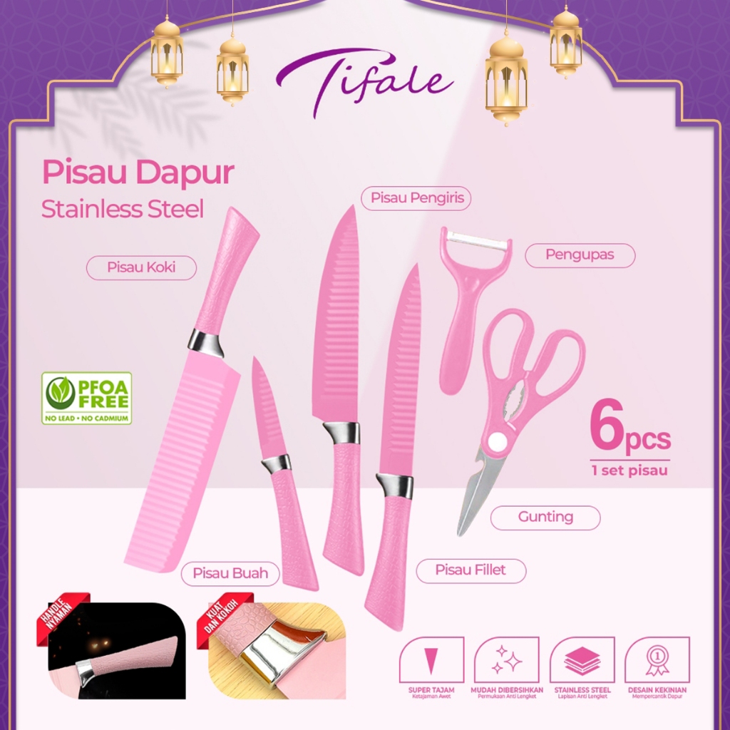 Jual Tifale Multifunction Granite Knife Set of 6 Super Sharp | Full Set ...