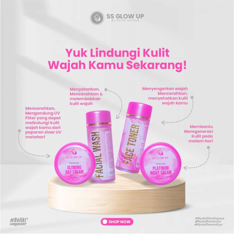 Jual ( FREE Kapas ) SS GLOW UP Paket Pink Glow Series Untuk Wajah ...