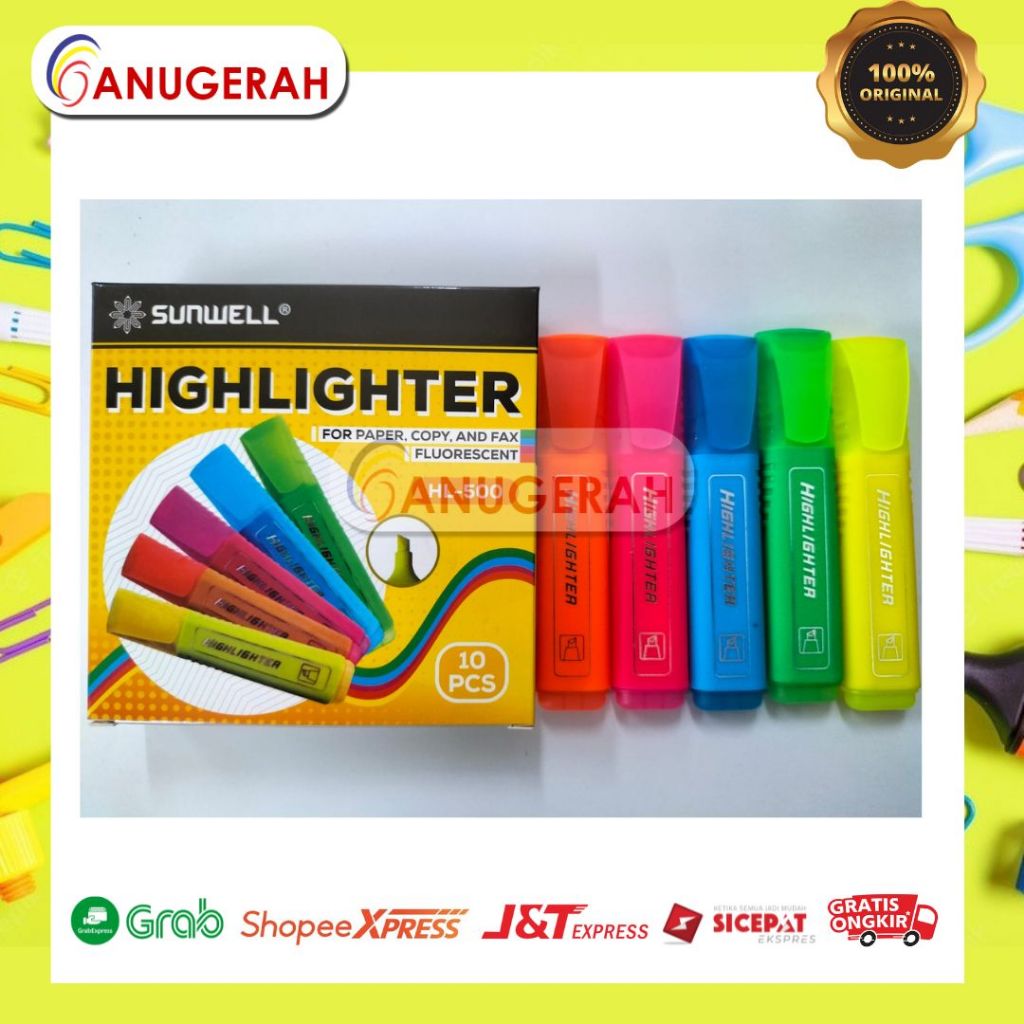 Jual SUNWELL HL-500 FLUORESCENT STABILO (PACK) | Shopee Indonesia