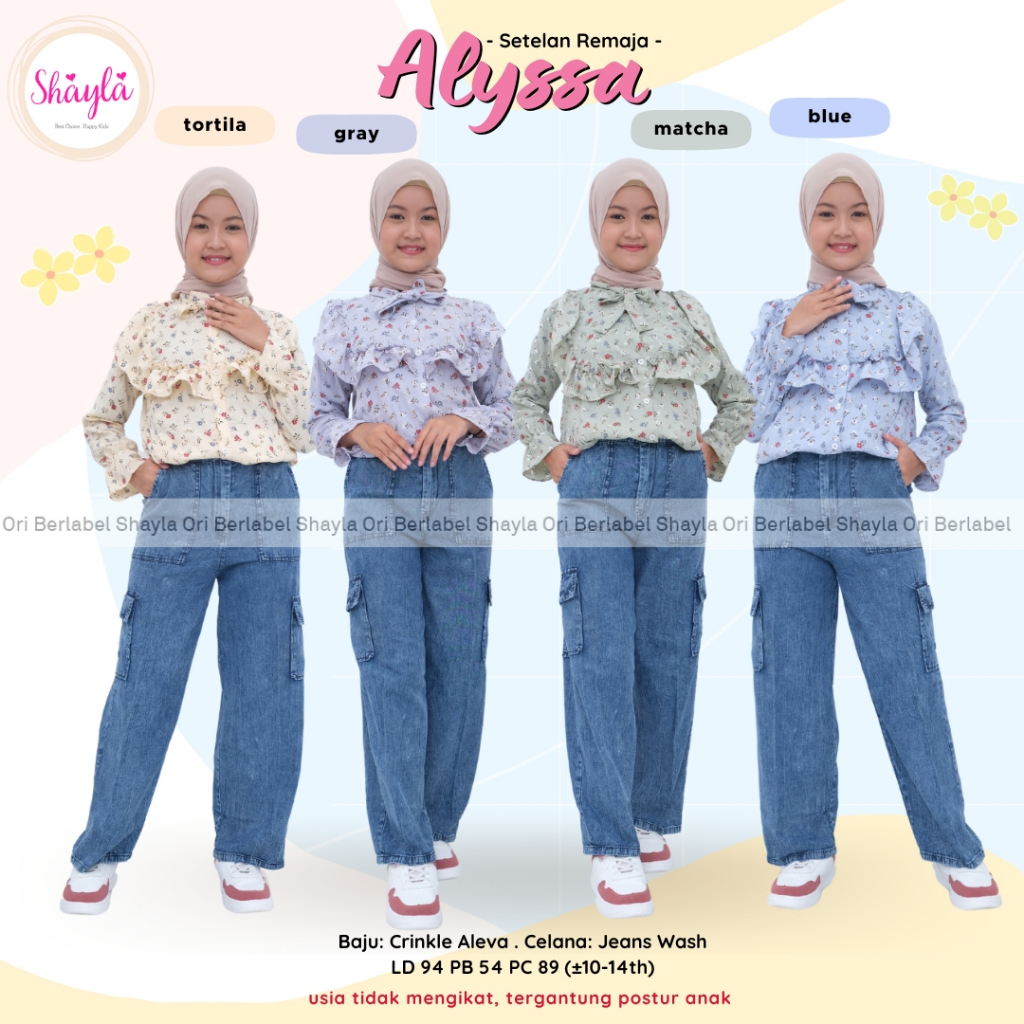 Jual setelan jeans anak perempuan 10-14 tahun ori nsk | alyssa hima ...