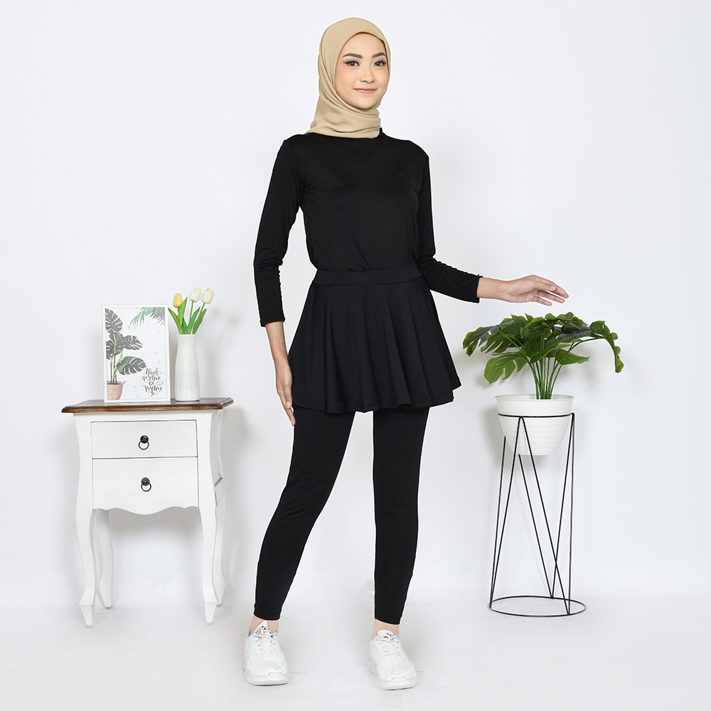 Jual legging rok olahraga wanita menyatu untuk senam zumba running ...