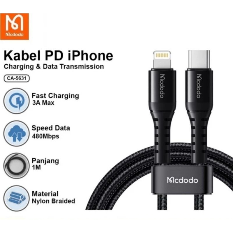 Jual Mcdodo Kabel Data Type C to Lightning 36W iPhone 14 13 12 11 XR 8 PD Fast Charging CA-5631 ...
