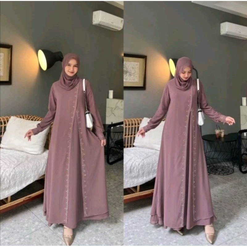Jual Tera Dress Ceruty Abaya Hitam Turkey Gamis Syari Muslimah Dress ...