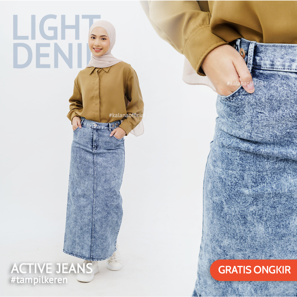 Jual Rok Jeans Light Denim Elora Series Rok Jeans Korea Basic Rok ...