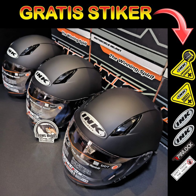 Jual HELM INK METRO 2 ORIGINAL DOUBLE VISOR Solid BLACK DOFF | Shopee ...