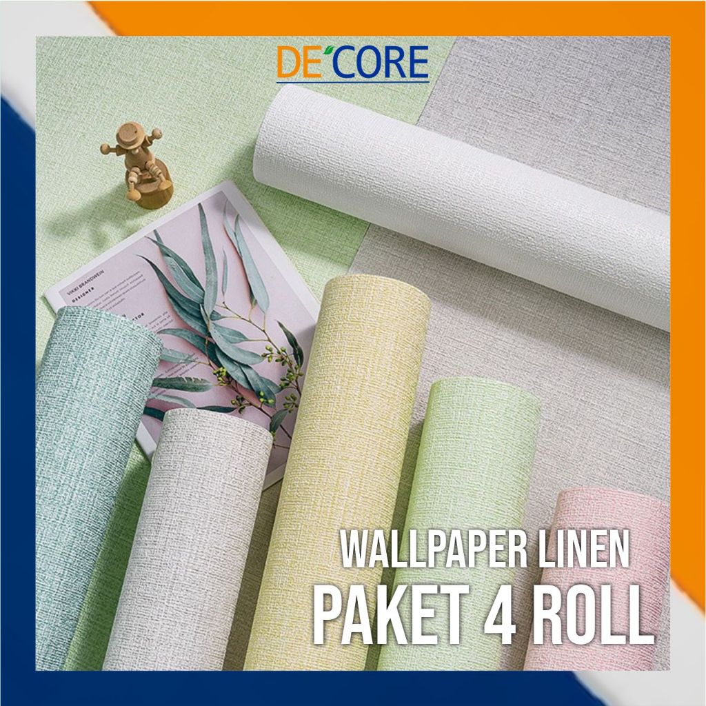 Jual Decore - Paket 4 Roll Wallpaper Linen Walpaper Dinding Foam Roll ...