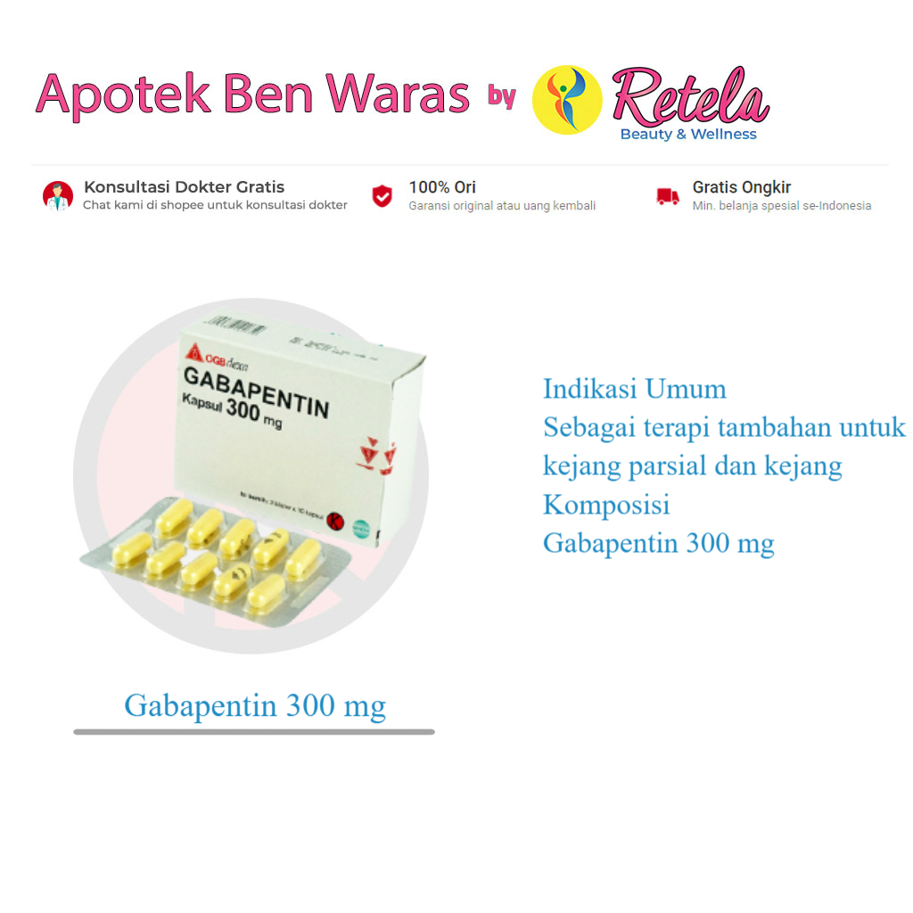 Jual Gabapentin 300 mg 1 Box 30 Capsul | Shopee Indonesia