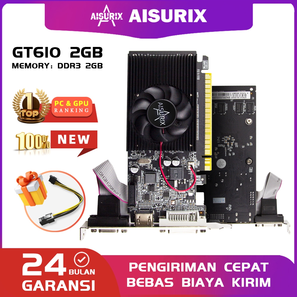 Jual AISURIX GT 610 2GB VGA card DDR3 64Bit VGA+HD+DVI PCI-E 2.0 GT610 | Shopee Indonesia
