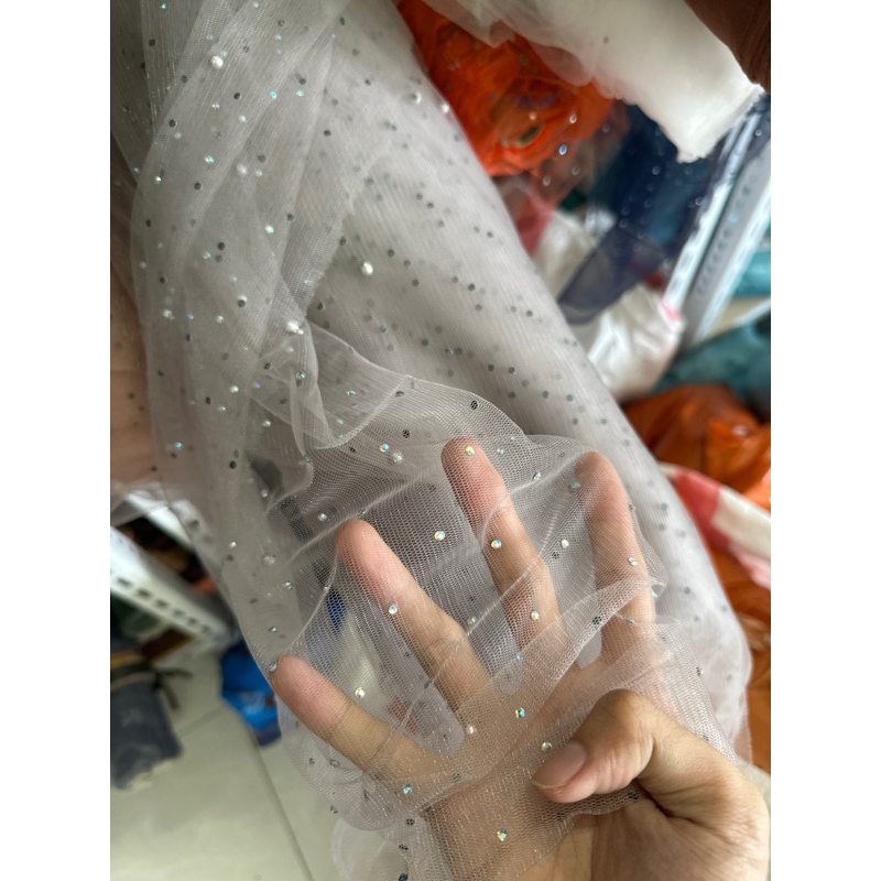 Jual Kain TILE STONE MUTIARA / TULLE RHINESTONE SWAROSKI / RHINE ...