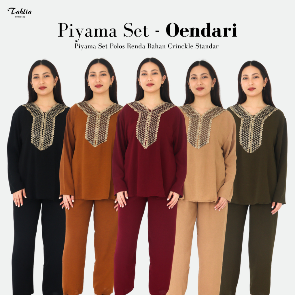 Jual TAHLIA OFFICIAL - OENDARI TL-E0781 | Piyama Set Polos Renda Lancip ...