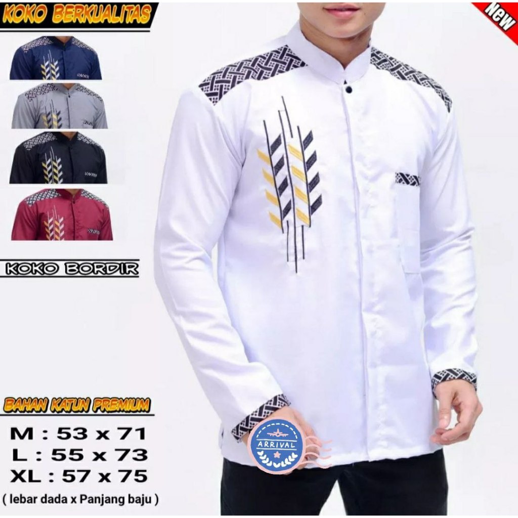 Jual Baju koko motif garis sisik-seragam hadroh-koko gus azmi | Shopee ...