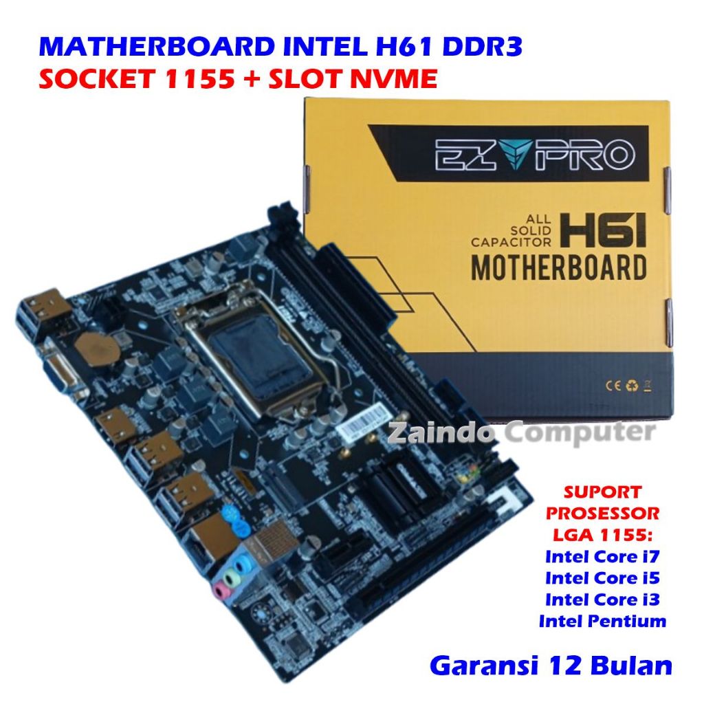 Jual MATHERBOARD EZPRO H61 DDR3 SOCKET 1155 SLOT NVME M2 EZPRO INTEL H61 LGA 1155 DDR3 MAINBOARD ...