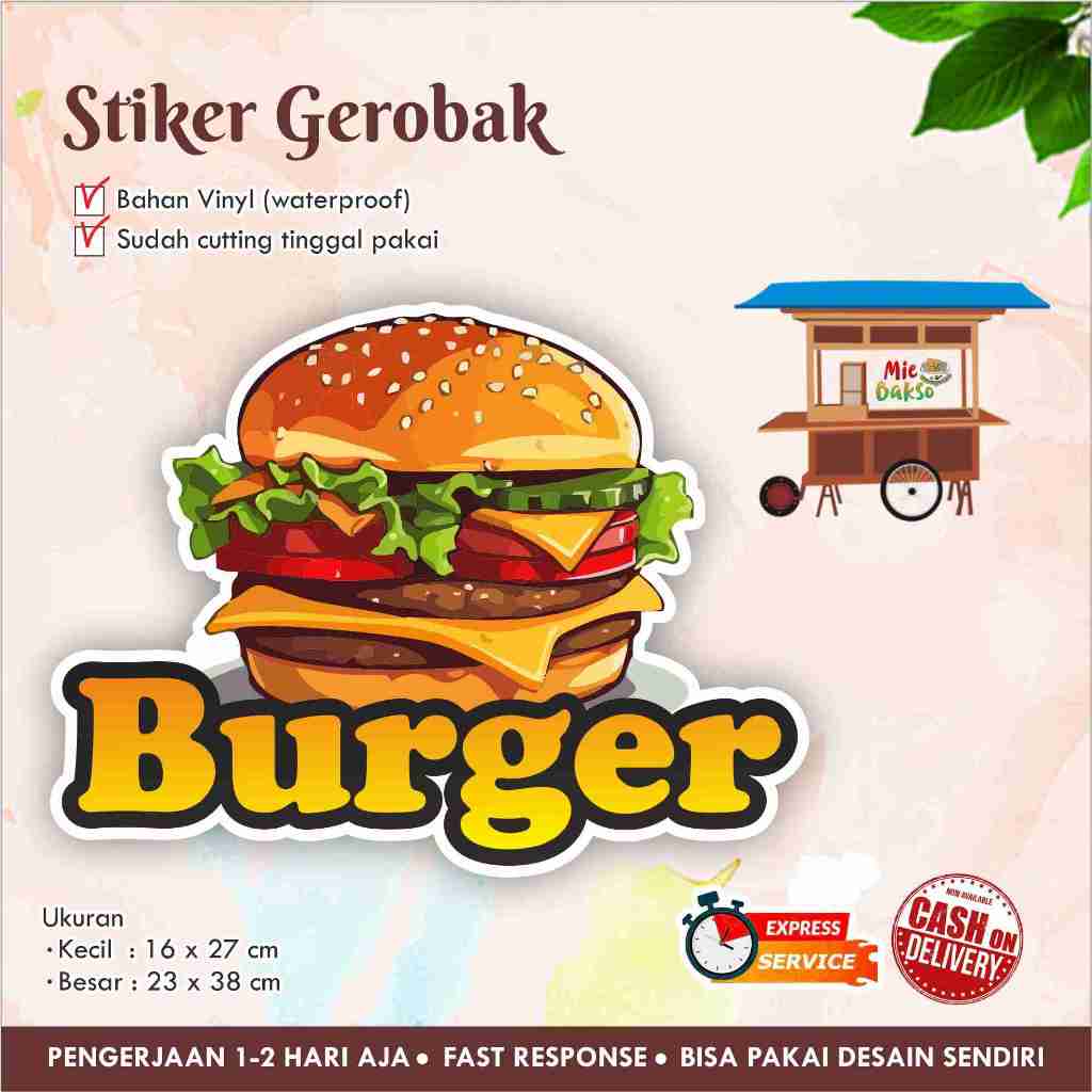Jual STIKER KACA GEROBAK VINYL BURGER / LABEL MAKANAN | Shopee Indonesia