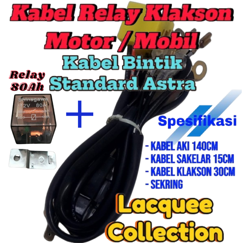 Jual Kabel Set Dan Relay Klakson 12V 80A / Kabel Set Klakson Motor ...