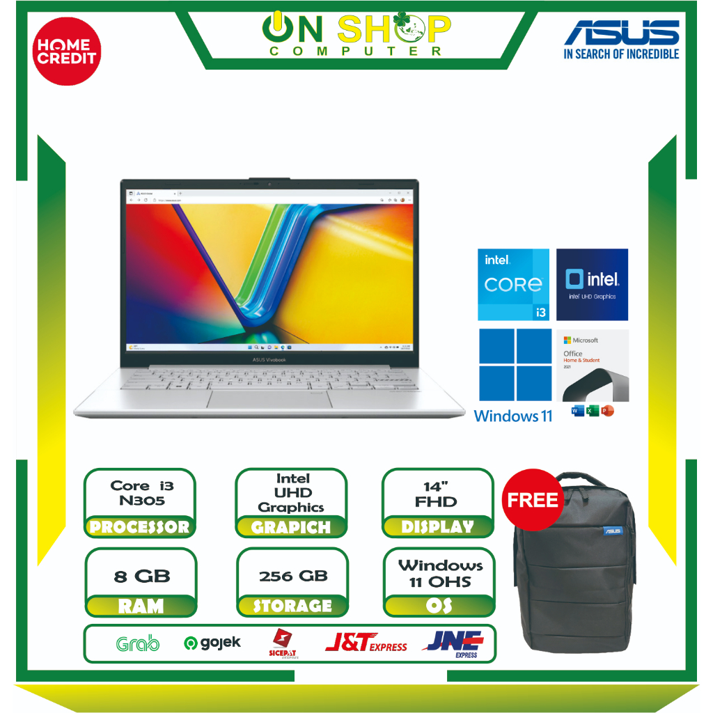 Jual ASUS Vivobook Go 14 E1404GA FHD321 Core i3 N305 8GB 256GB W11 OHS ...