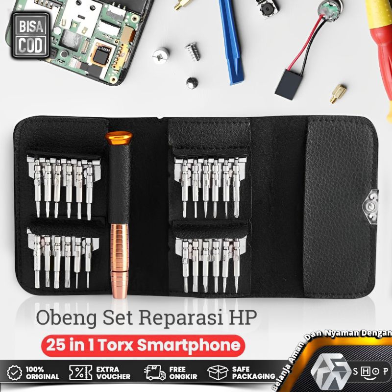Jual Obeng Set 25 in 1 Model Dompet - Service Handphone-Laptop-Kacamata-Jam | Shopee Indonesia