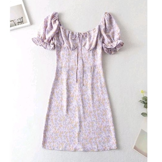 Jual Purple Summer Flower Mini Dress 67323 (SALE) | Shopee Indonesia