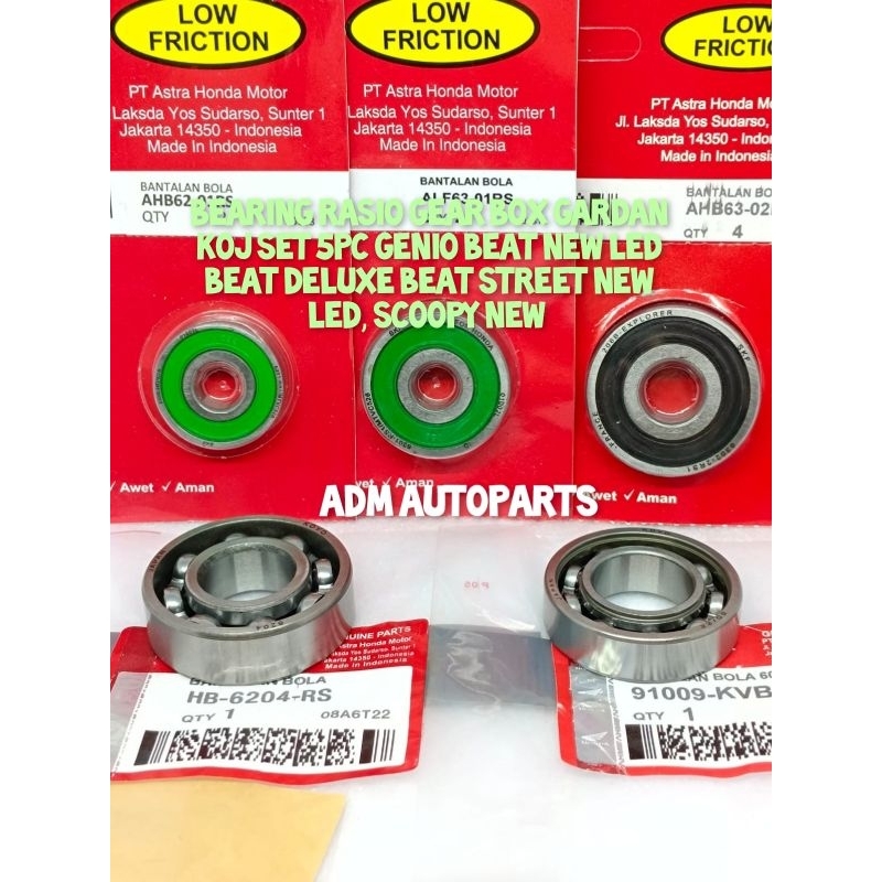Jual Bearing Rasio Gear BOX Gardan 5PC KOJ Genio Beat New Beat Street ...