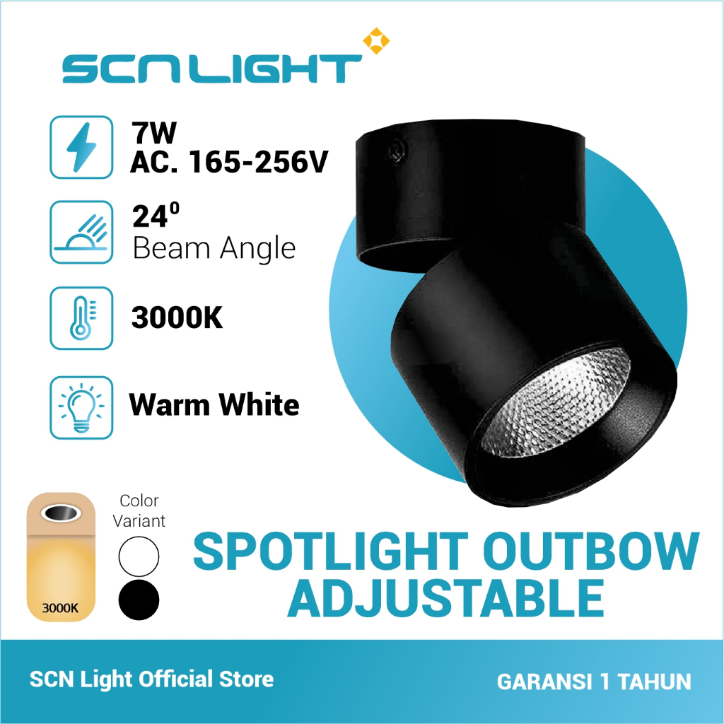 Jual Lampu LED Spotlight Outbow Adjustable 7 Watt Surface Mounted ...