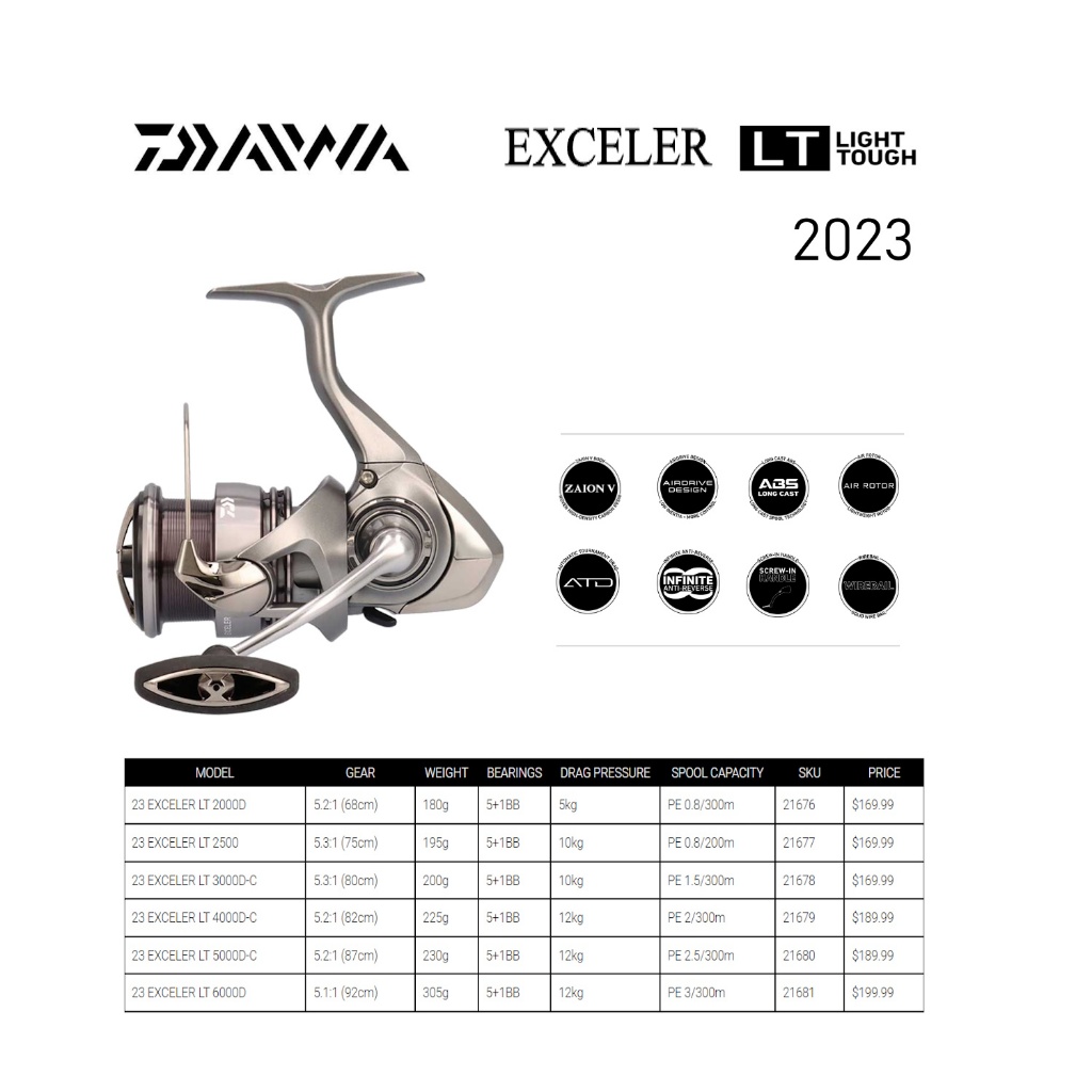 Jual Daiwa Exceler LT Model 2023 Spinning Reel Pancing | Shopee Indonesia