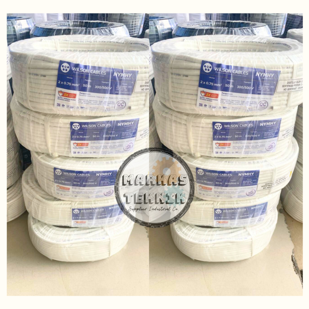 Jual NYMHY 2x0.75 mm2 WILSON KABEL - Kabel Tembaga Serabut WILSON CABLES - 5M | Shopee Indonesia