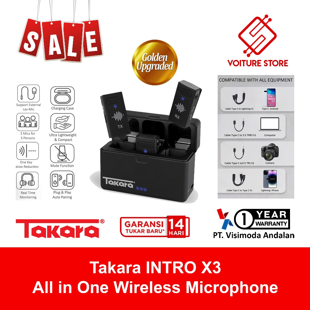 Jual Takara INTRO X3 All in One Digital Wireless Mic Microphone with ...