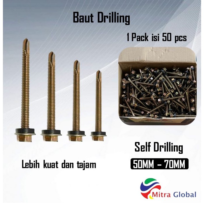 Jual 50PCS SEKRUP SKRUP ROOFING RUFING RUPING KUNING BAUT BAJA RINGAN ...