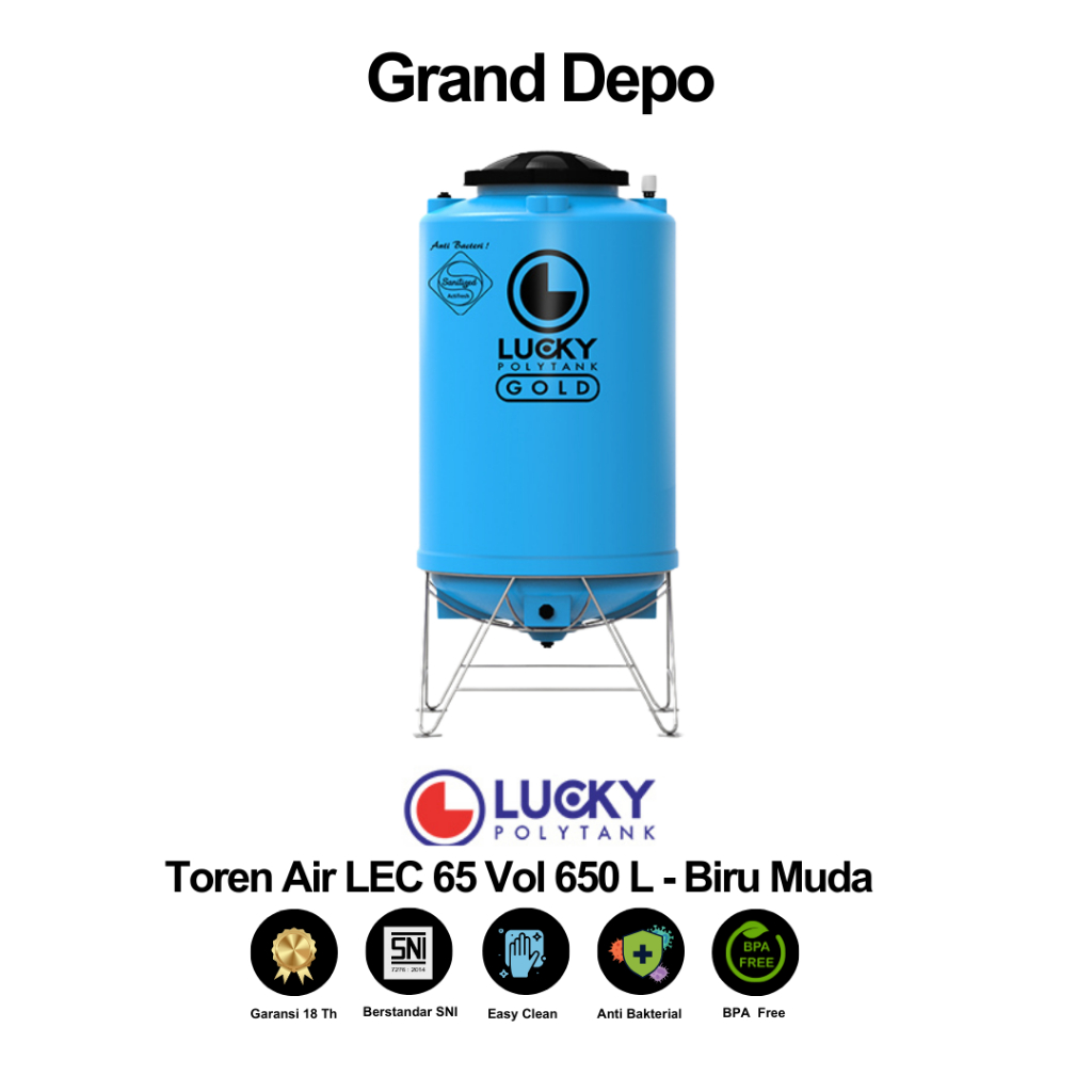 Jual Lucky Polytank Toren Air 650 Liter E Clean LEC 65 Biru | Shopee ...