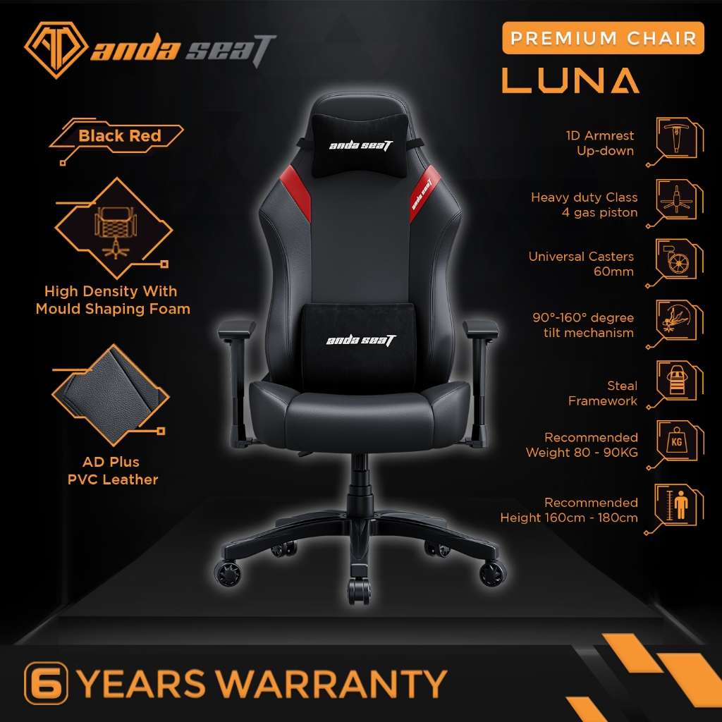 Jual AndaSeat Luna L Series Premium Kursi Gaming Chair - Black-red ...