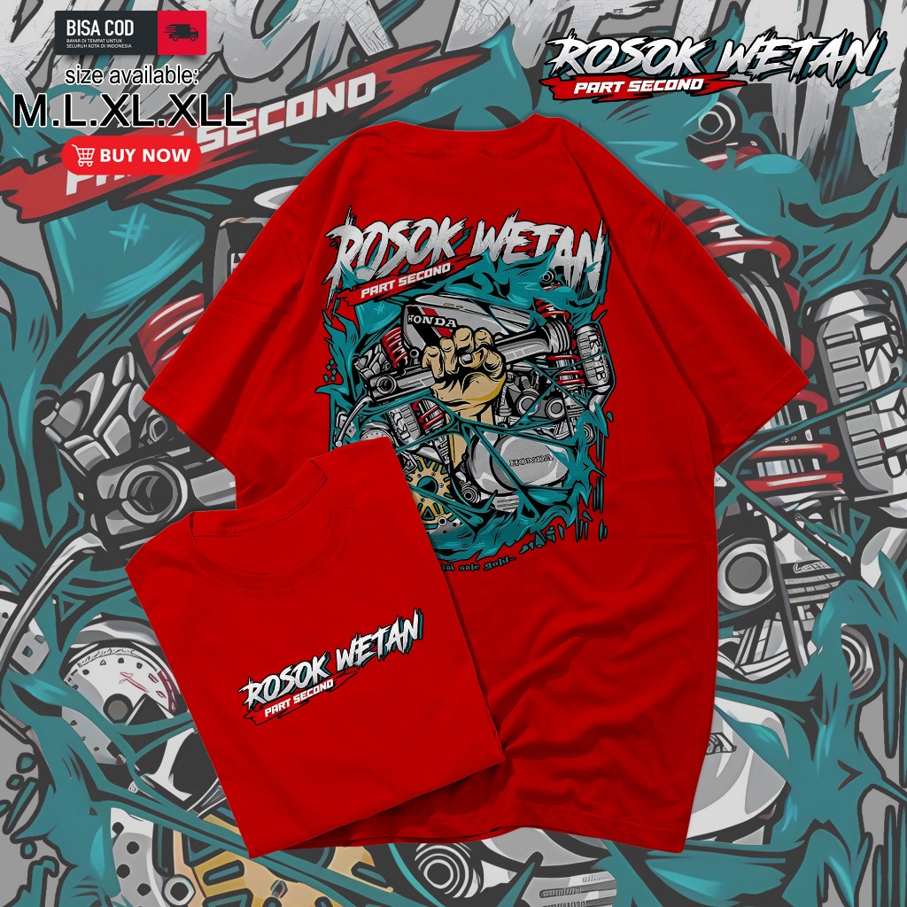 Jual Kaos Racing Honda Rosok Squad CB Merah GL Baju Distro Motor Herex ...