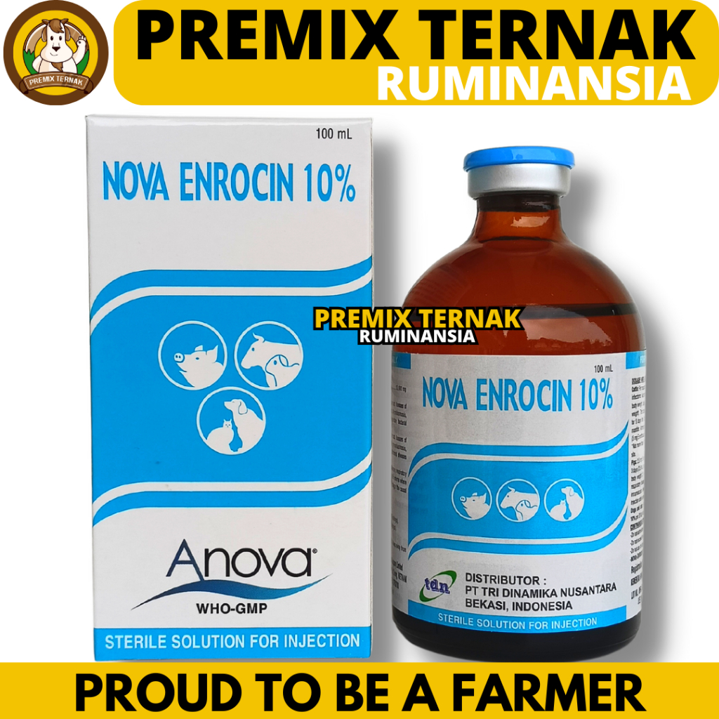 Jual NOVA ENROCIN 10% 100 ML - Obat Antibiotik Spektrum Luas Hewan Sapi ...