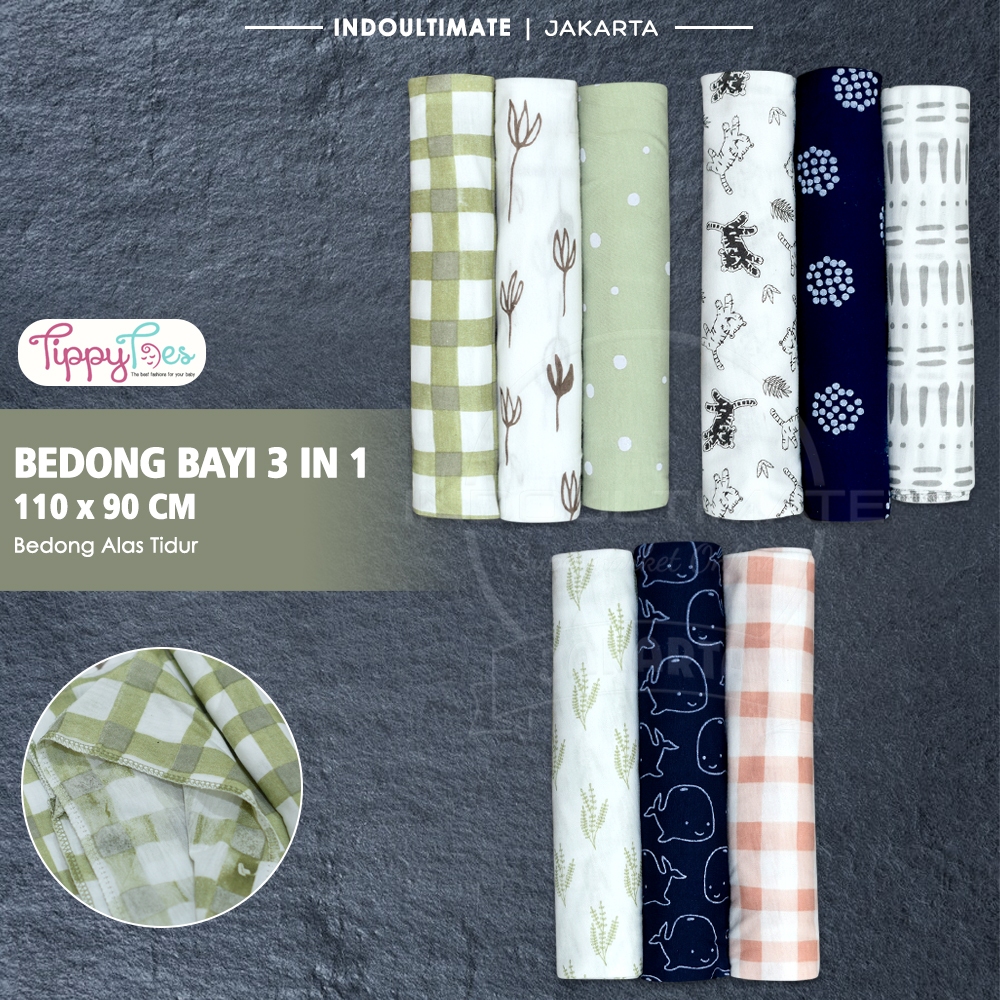 Jual 3in1 Bedong Bayi TIPPY TOES STAR Isi 3 Pcs Bedong Bayi Katun BDS ...