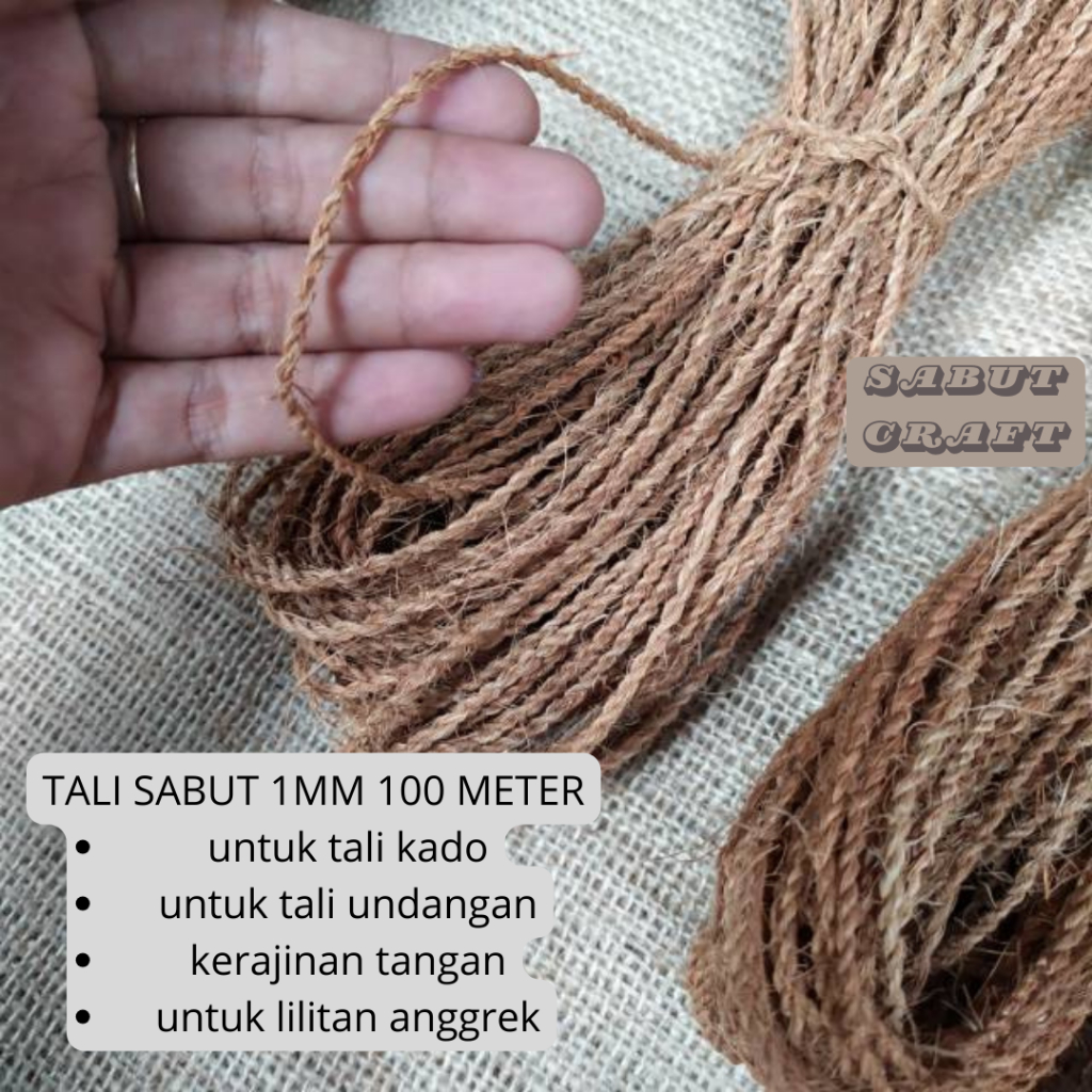 Jual TALI SABUT KELAPA 1 MM PANJANG 100 METER/TALI HAMPERS BOX/TALI ...