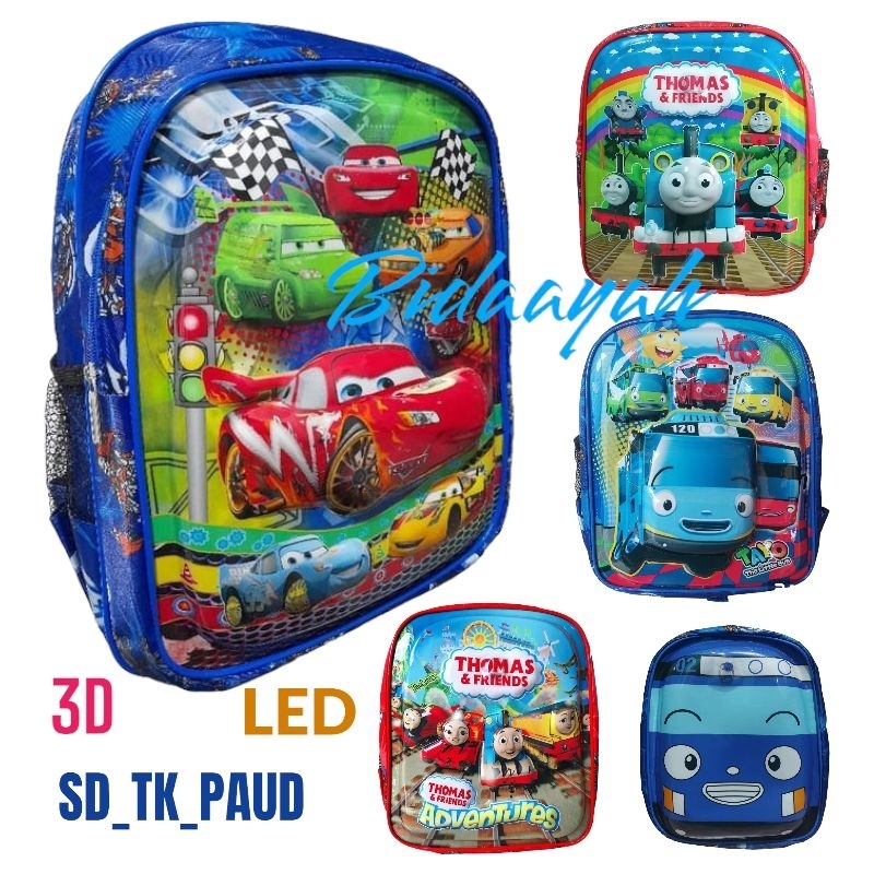 Jual TAS ANAK SEKOLAH SD TK PAUD 3D EMBOS LED TAS ANAK LAKI LAKI ( DUA RUANG ) SD/ TK /PAUD ...