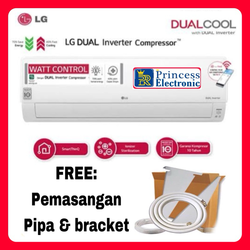 Jual Ac LG 1/2 pk Dual inverter T 05EV5 plus pemasangan dan Pipa ...
