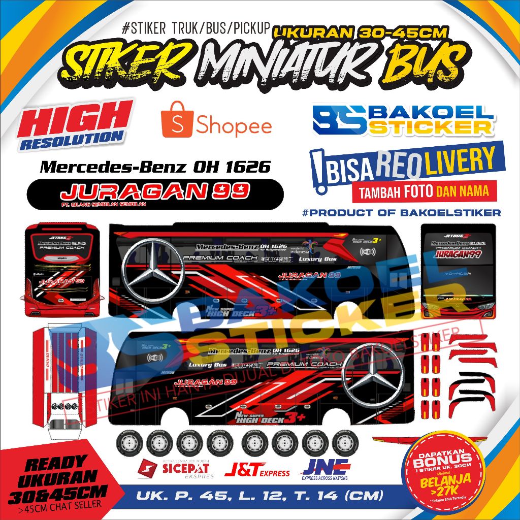 Jual STIKER MINIATUR BUS AKAP NEW UK. 30-45CM [PO.JURAGAN|27TRANS|ANEKA ...