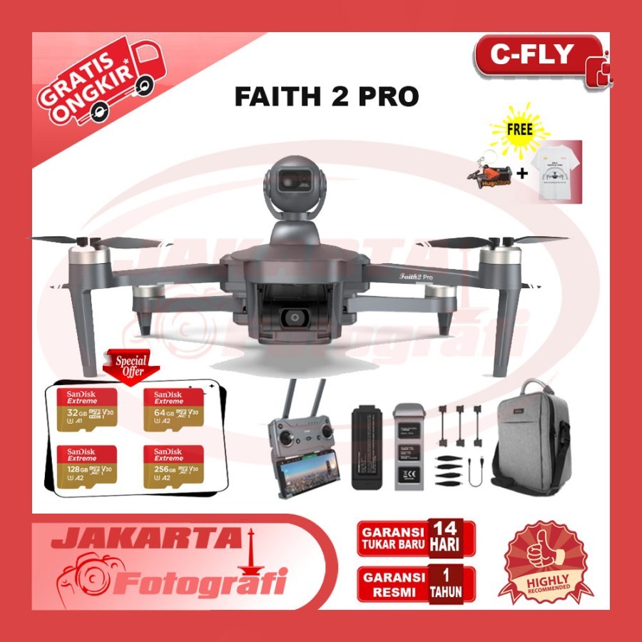 Jual C-Fly Faith 2 Pro GPS 6KM WiFi FPV Drone with 3-Axis Gimbal 4K HD ...