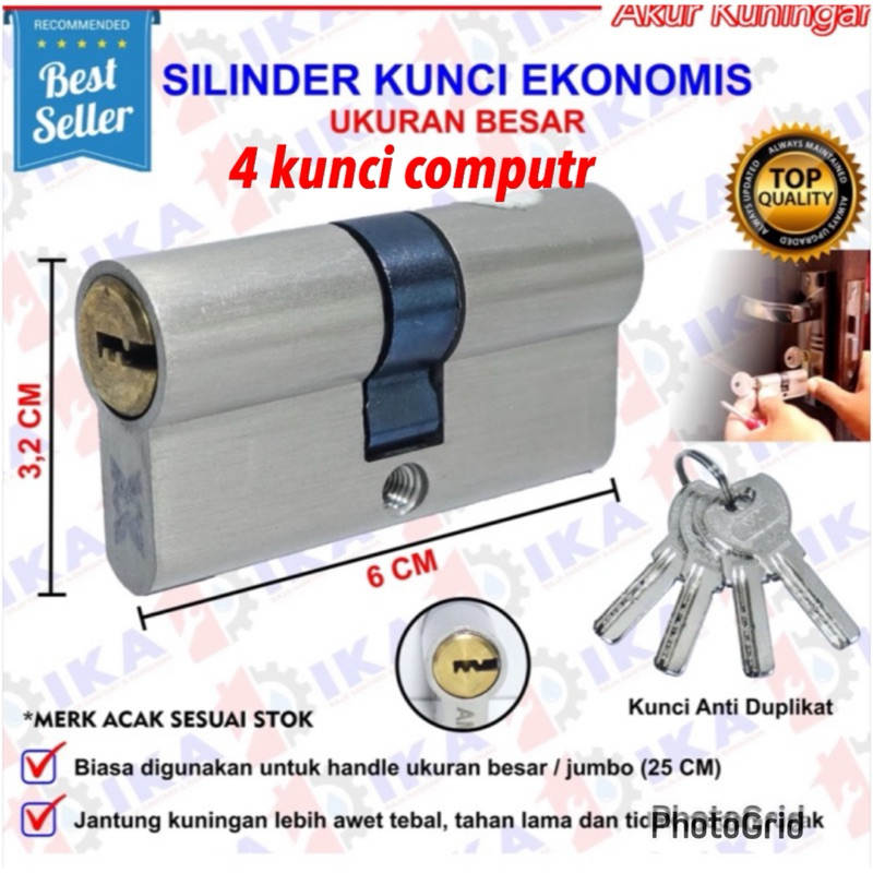 Jual SILINDER KUNCI PINTU BELLUCI 60 MM COMPUTER Belluci cylinder kunci pintu besar 60 mm ukuran ...