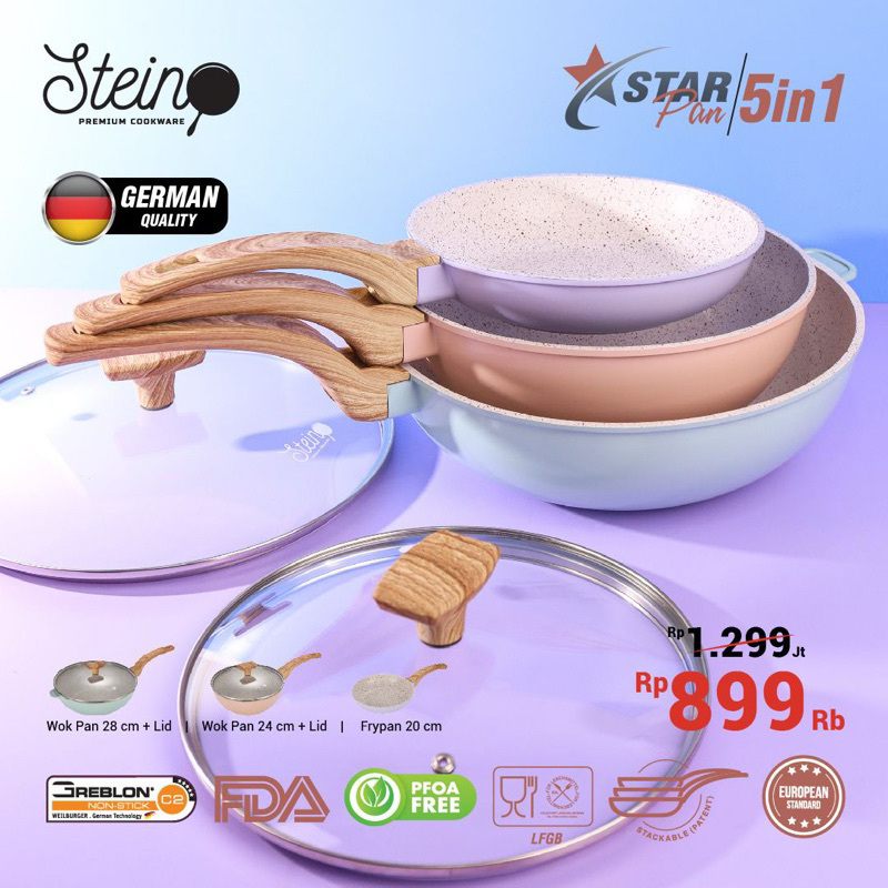 Jual STARPAN 5 in 1 by STEINCOOKWARE “Stackable/Floating Pan” | Shopee ...