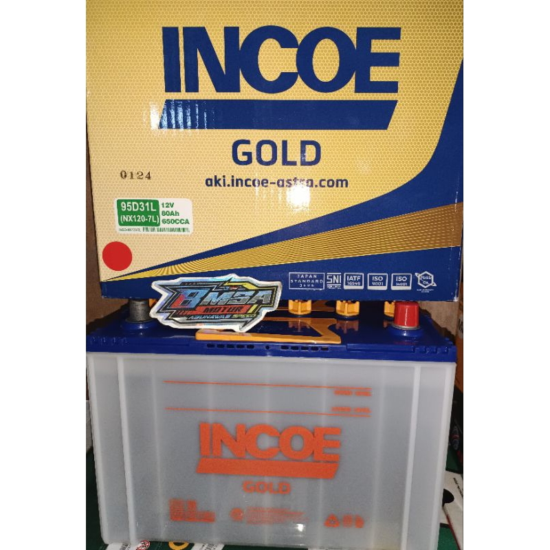 Jual Aki Incoe Gold NX120-7L / 95D31L 12v 80Ah/ 80amper Aplikasi pada ...
