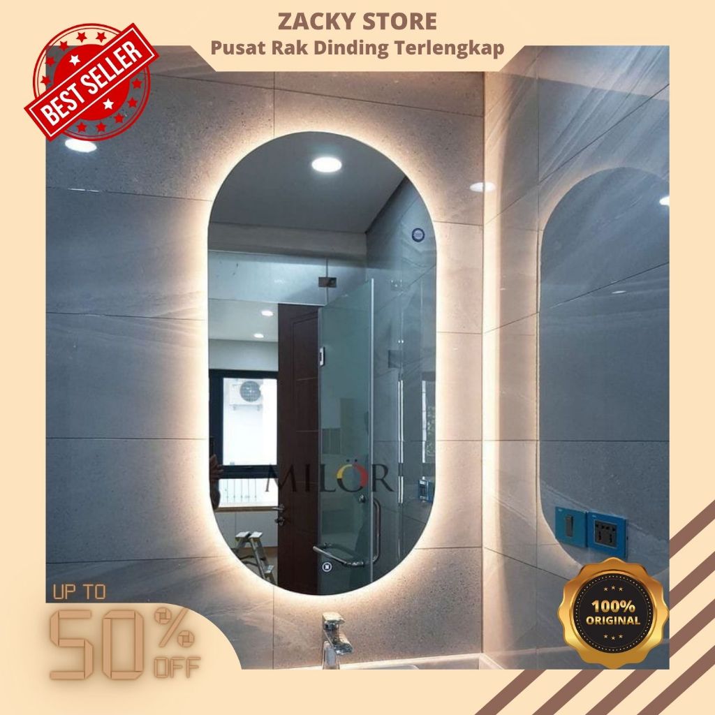 Jual Cermin Aesthetic Led Oval Kaca Dinding Wastafel Kamar Mandi ...
