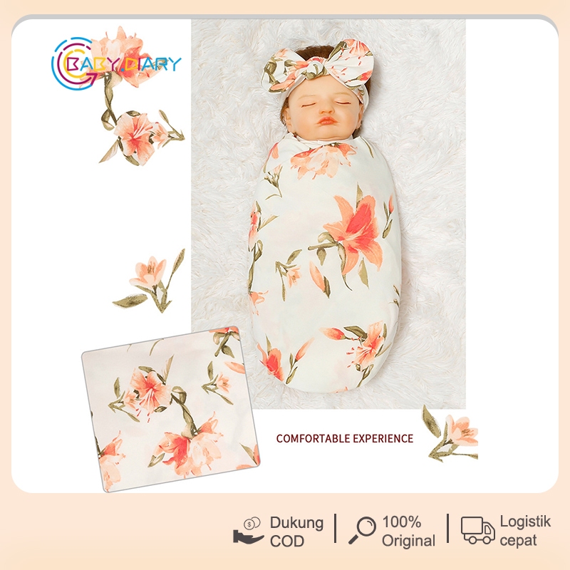 Jual 3 pcs /set Bungkus Bayi Baru Lahir + Topi Bayi + Ikat Rambut / Set ...
