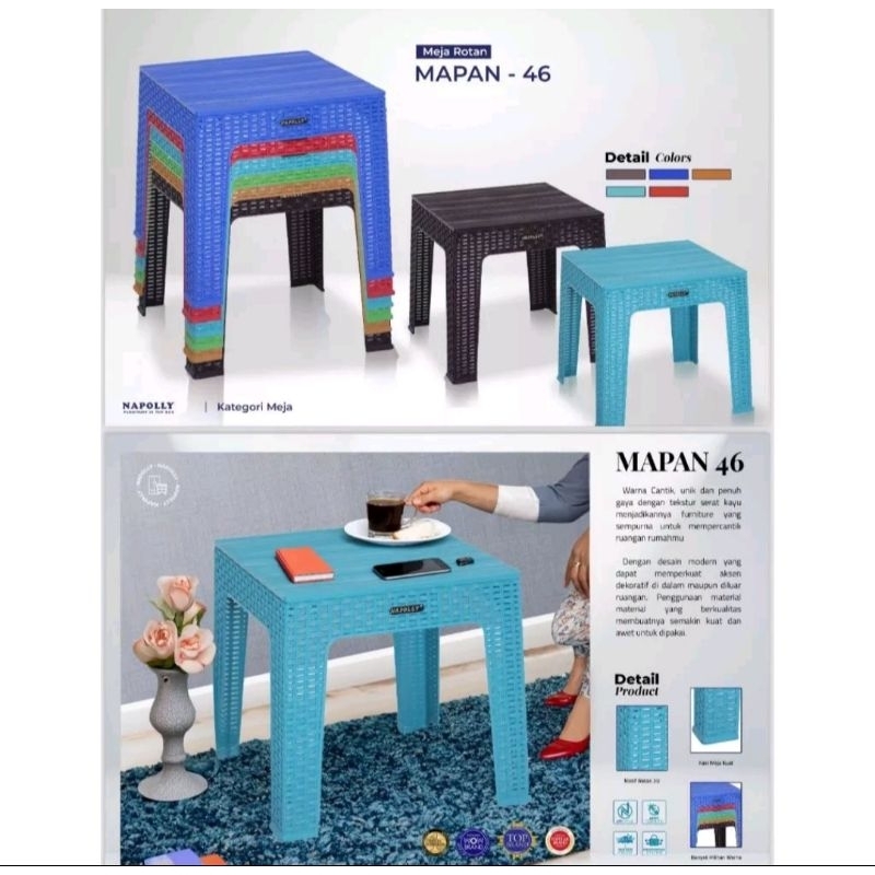 Jual Meja Teras/Meja Rotan/Meja Mapan 46 Transparan | Shopee Indonesia