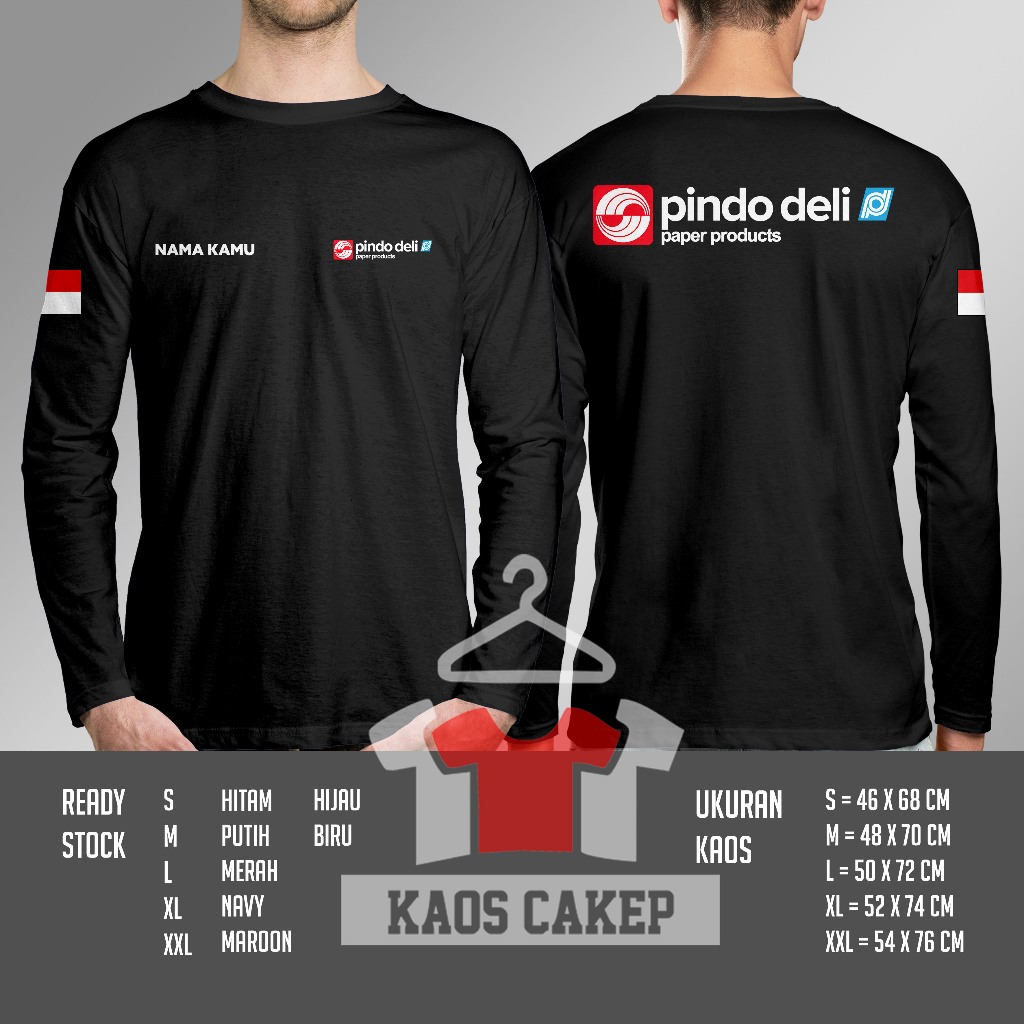Jual Kaos Pindo Deli Paper Products Logo Gratis Nama Kamu Lengan ...