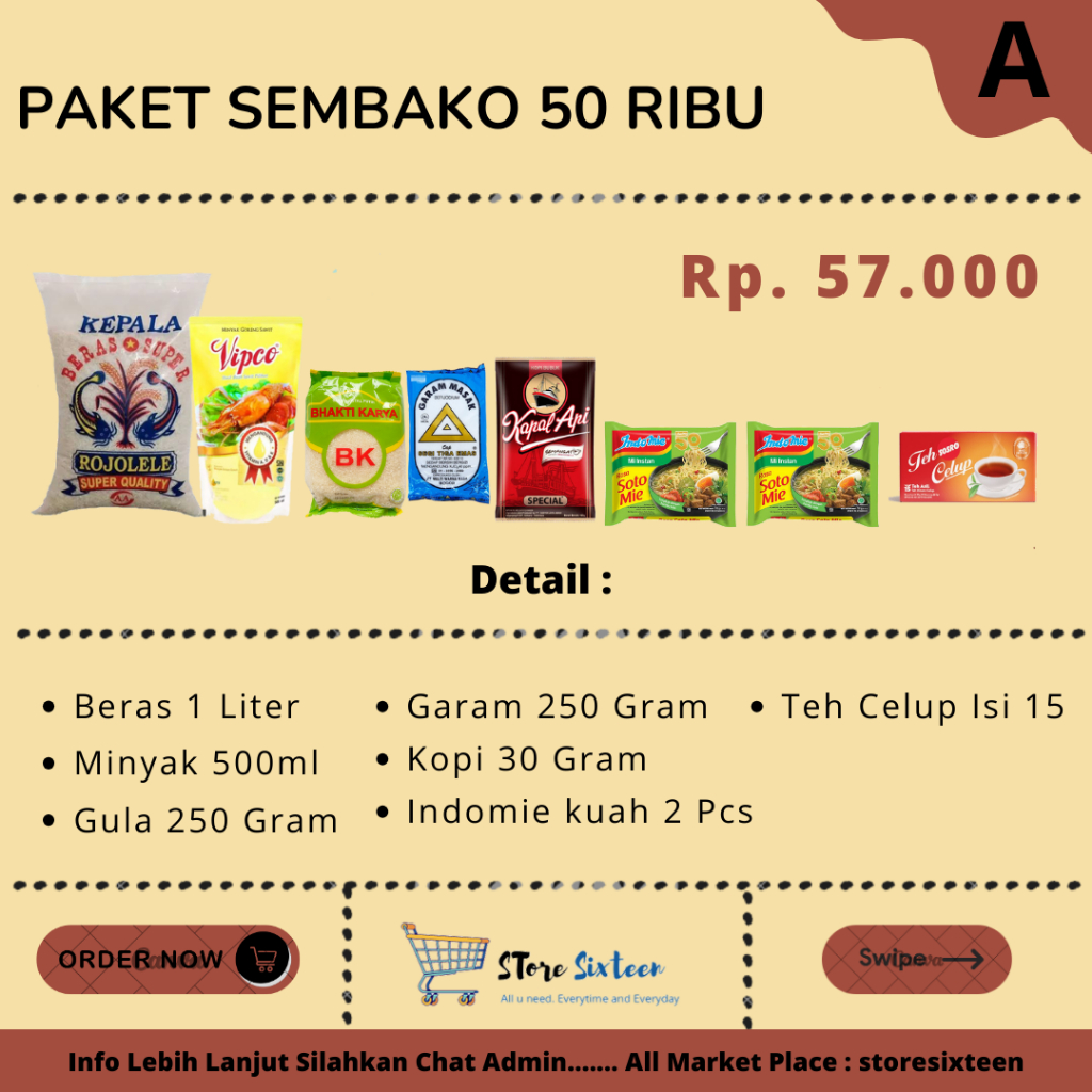 Jual Paket Sembako Murah 50 Ribuan A / Paket Sembako Murah By ...