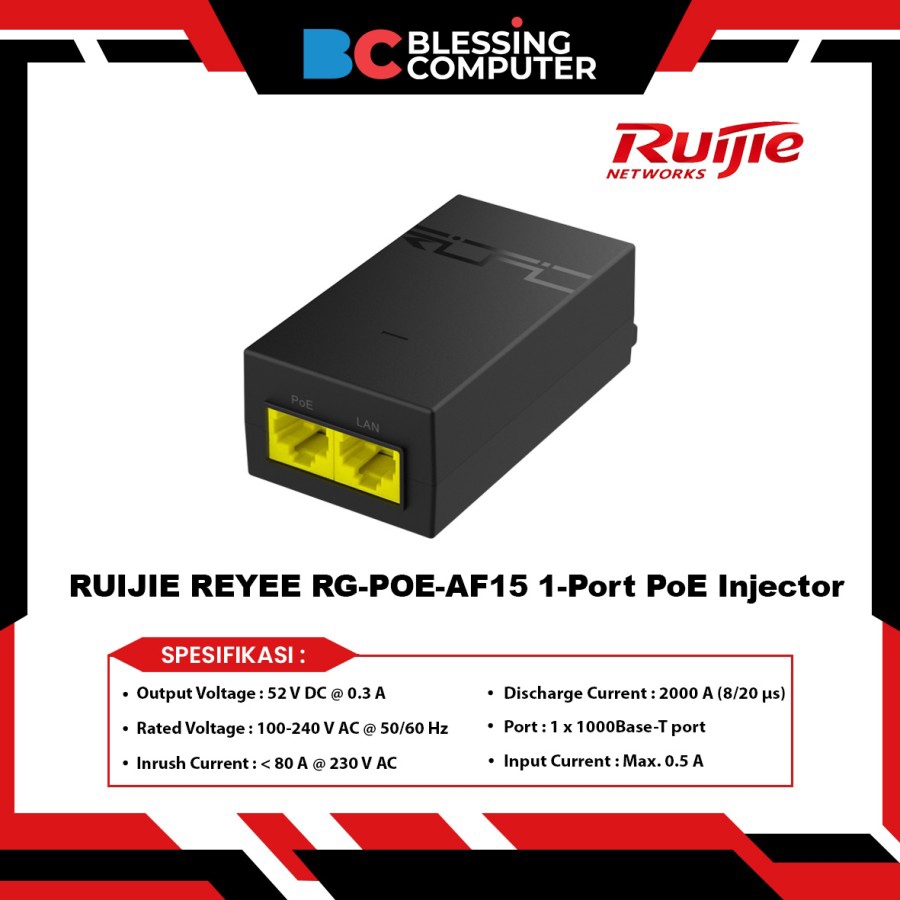 Jual RUIJIE REYEE RG-POE-AF15 1-Port PoE Injector | Shopee Indonesia