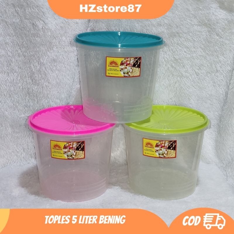 Jual Toples Bulat Plastik 5 Liter Bening/Toples Plastik Murah / Tempat Penyimpanan Sealware ...